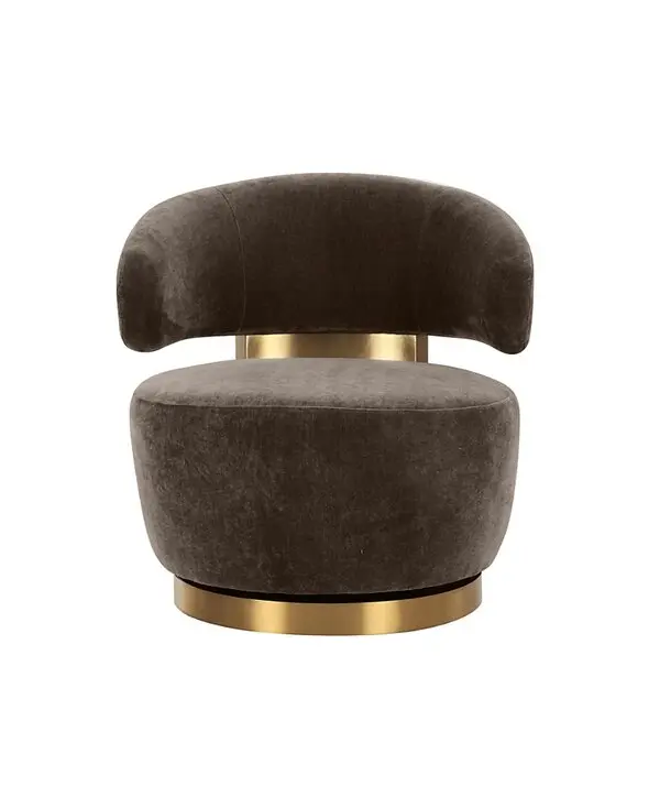 TOV FURNITURE Austin Recycled Fabric Swivel Chair - Chocolate