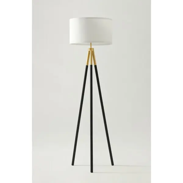 BRIGHTECH Levi 61" Modern Led Floor Lamp With Gold Accent - Classic Black