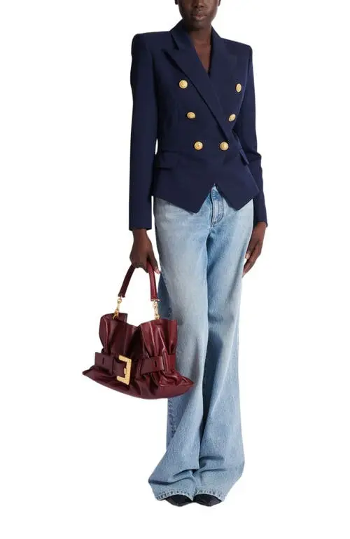 Balmain Fitted 6-button Wool Jacket - Navy