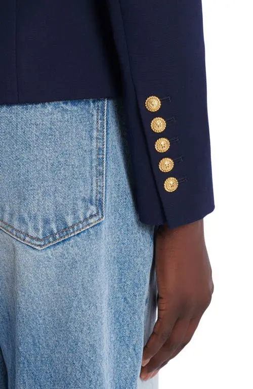 Balmain Fitted Wool 6-button Jacket - Navy