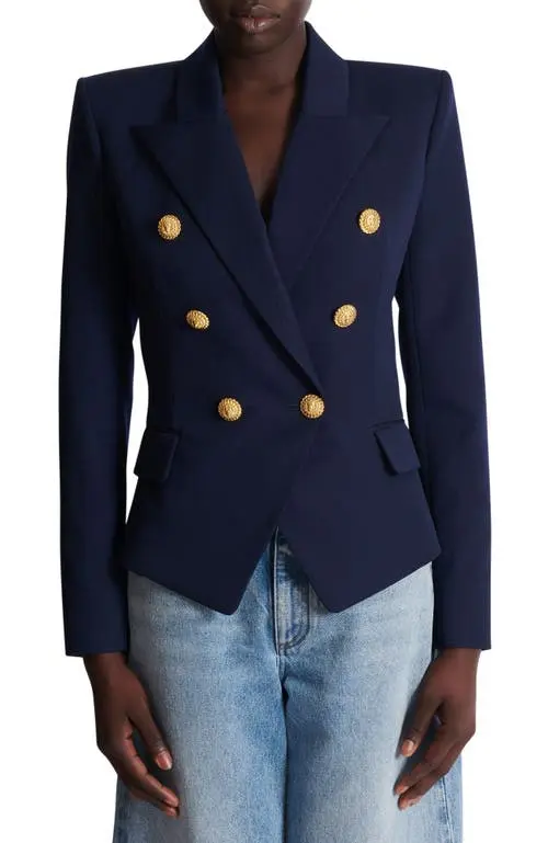 Balmain Fitted Wool 6-button Jacket - Navy