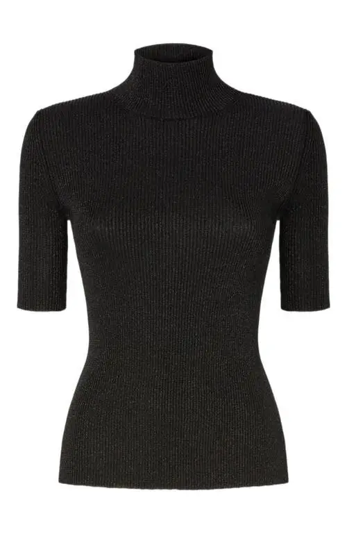 Missoni Short-sleeve Mock Neck Lamé Sweater - Black