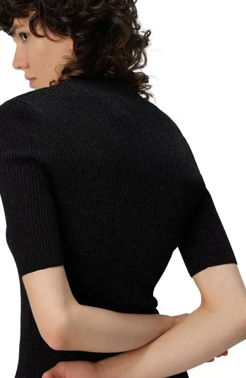 Missoni Short-sleeve Mock Neck Lamé Sweater - Black
