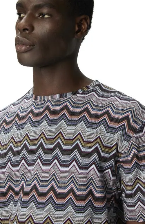 Missoni Crew Neck T-shirt With Geometric Zigzag - Multicoloured