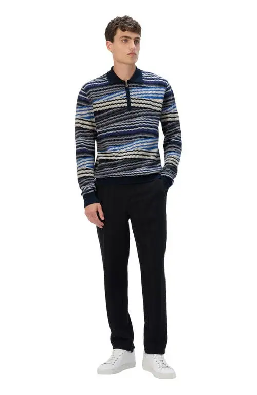 Missoni Long Sleeve Polo With Zip And Striped Zigzag Pattern - Blue