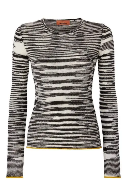 Missoni Crew Neck Sweater With Flame Pattern - Black & White