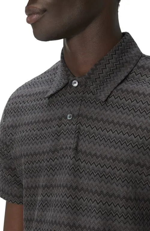 Missoni Short Sleeve Cotton Polo With Zigzag Pattern - Grey