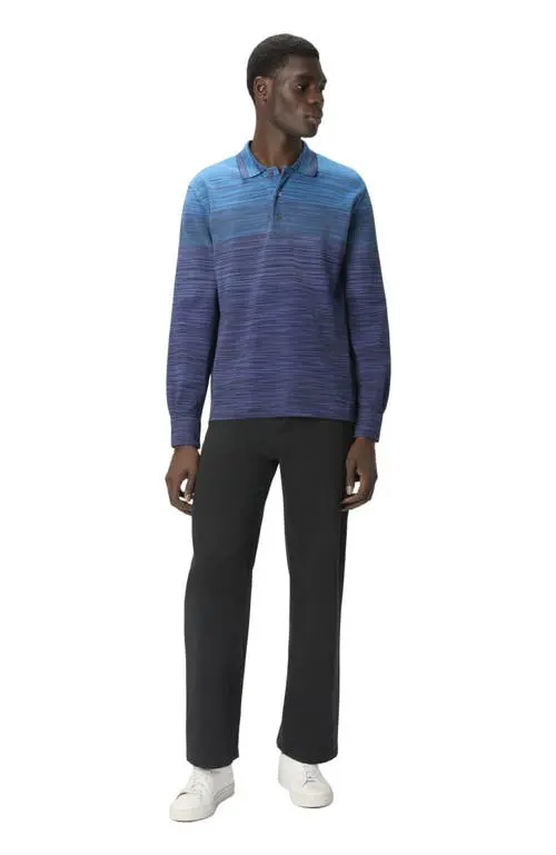 Missoni Long Sleeve Flame Knit Polo - Blue
