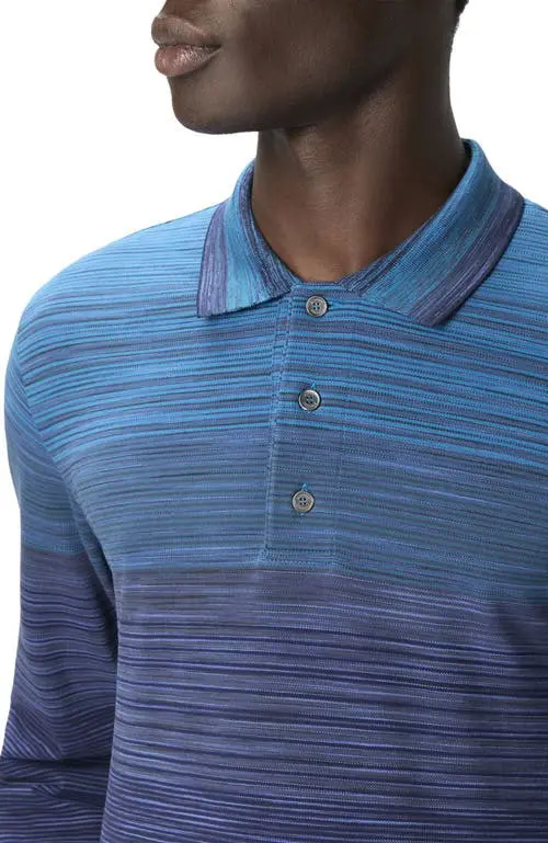 Missoni Long Sleeve Flame Knit Polo - Blue