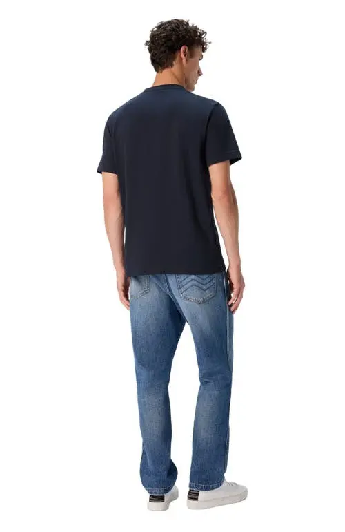 Missoni Short Sleeve T-shirt With Geometric Zigzag Insert And Logo - Blue