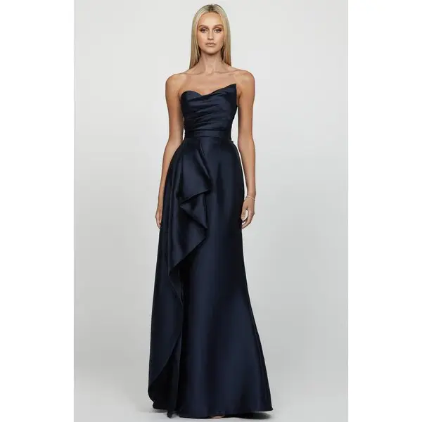 BARIANO Kasery Asymmetric Gown - Navy