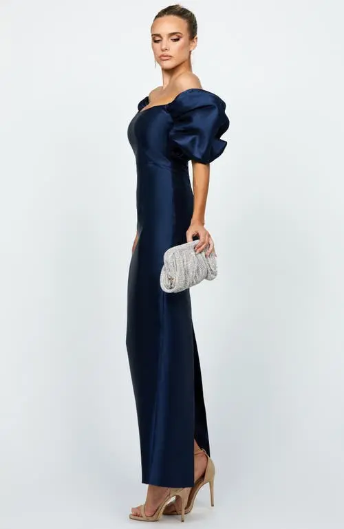 BARIANO Meredith Puff Sleeves Scooped Gown
