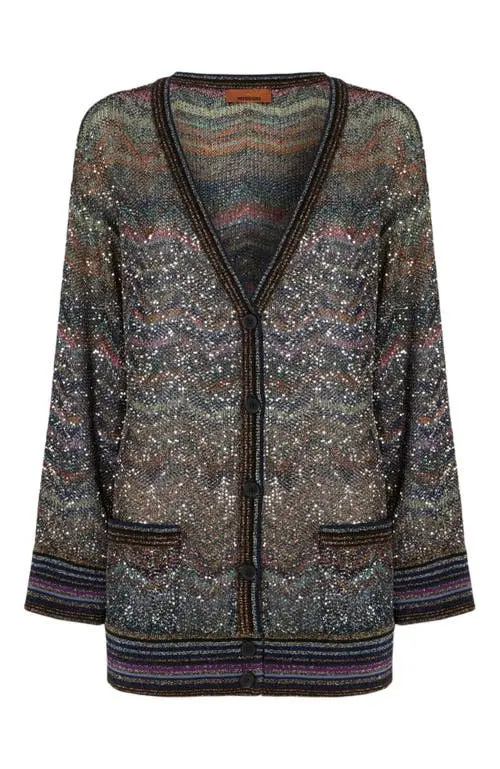Missoni Oversized V-neck Cardigan With Zigzag Pattern