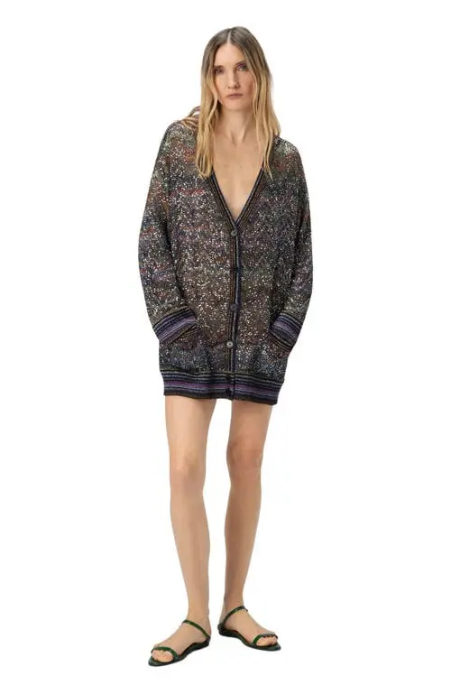 Missoni Oversized V-neck Cardigan With Zigzag Pattern