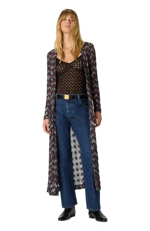 Missoni Long Cardigan In Embroidered Lace - Black & Purple