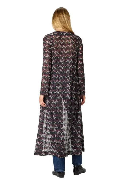 Missoni Long Cardigan In Embroidered Lace - Black & Purple