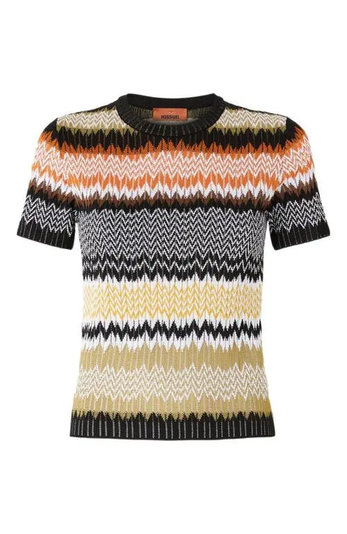 Missoni Short Sleeve Crew Neck Chevron Sweater
