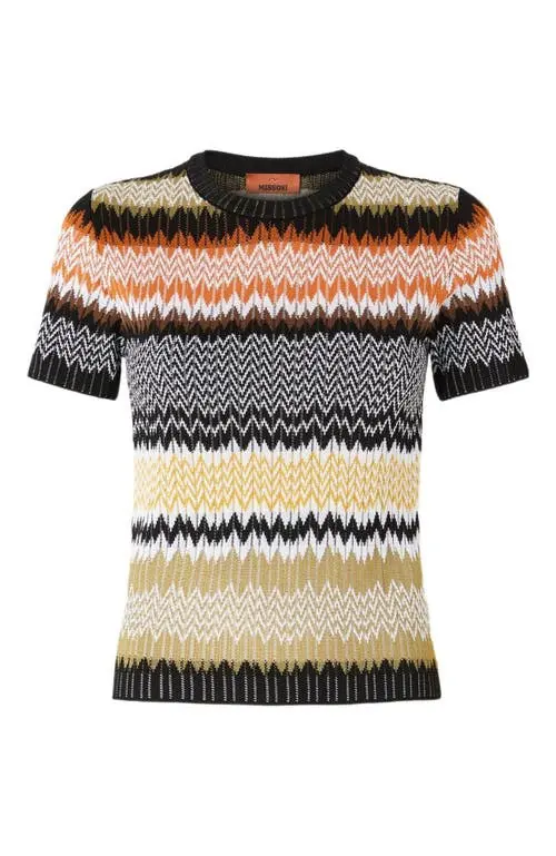 Missoni Short Sleeve Crew Neck Chevron Sweater
