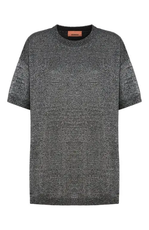 Missoni Boxy Crew Neck Lamé Sweater