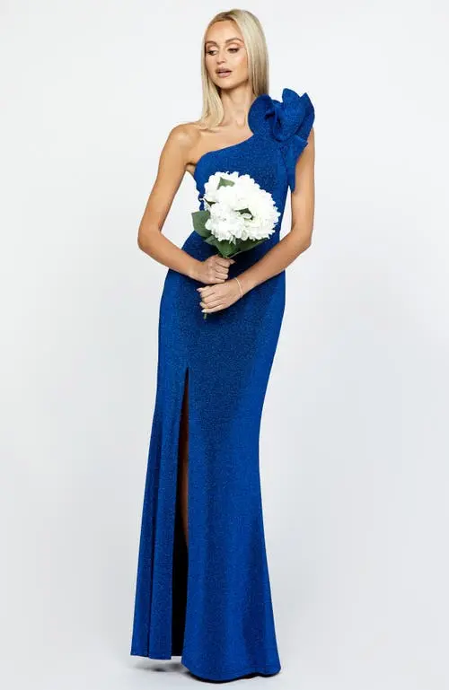 BARIANO Kristi One Shoulder Gown - Cobalt