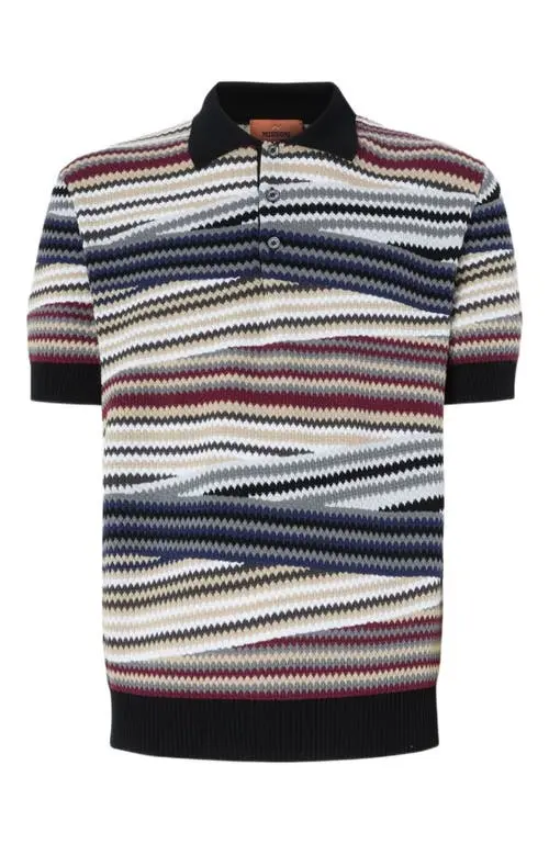 Missoni Short Sleeve Polo With Buttons And Striped Zigzag Pattern - Multicoloured