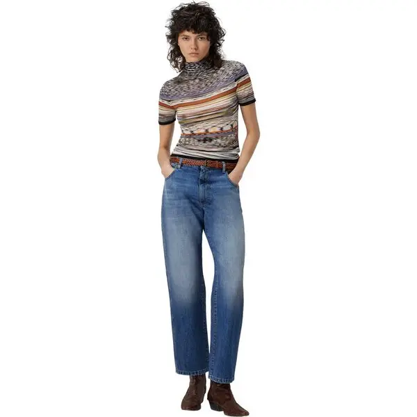 Missoni Striped Knit Mock Neck Sweater