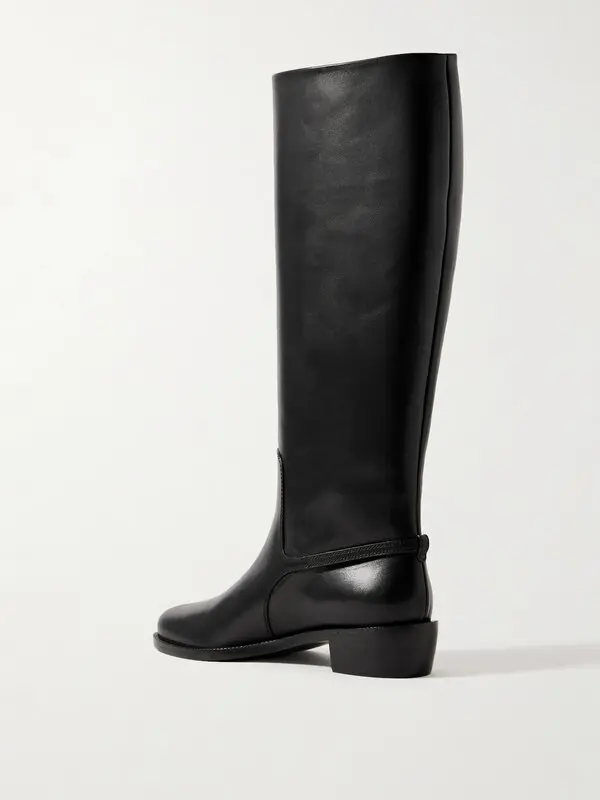 FERRAGAMO Therma Embellished Leather Knee Boots