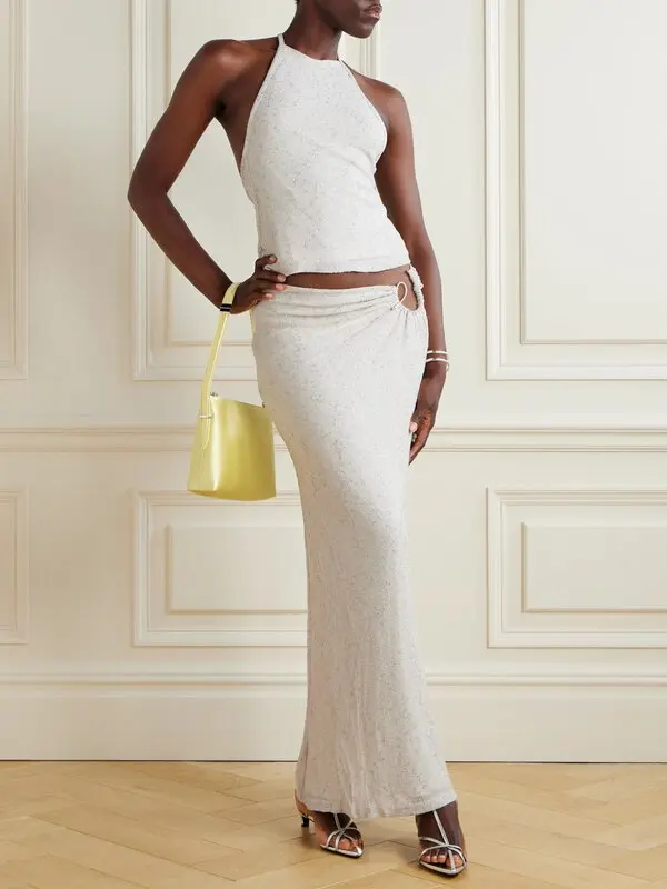 Christopher Esber Imber Halterneck Metallic Jersey Top