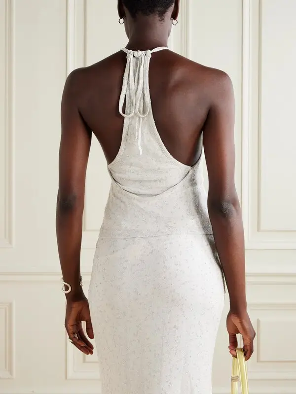 Christopher Esber Imber Halterneck Metallic Jersey Top