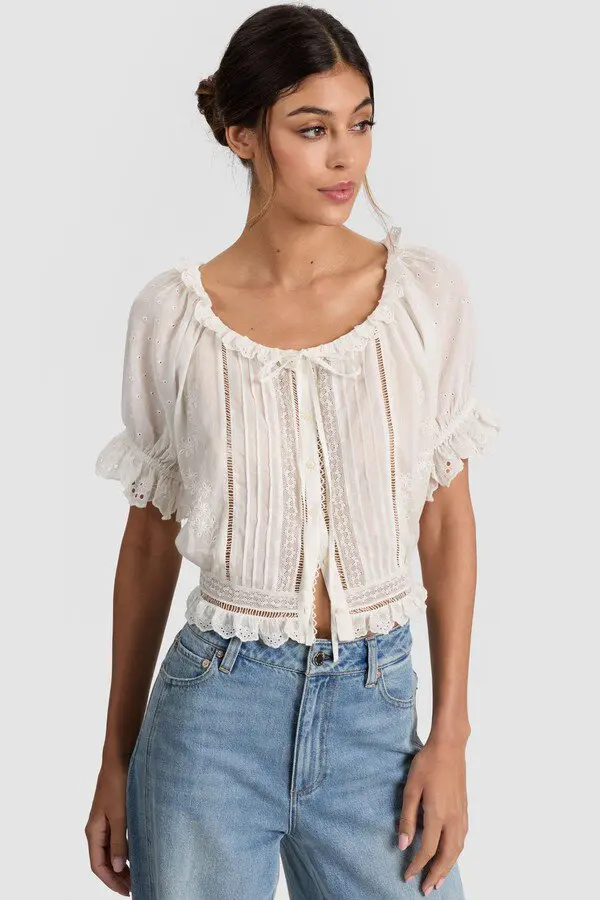Alice + Olivia Mclaine Puff Sleeve Blouse
