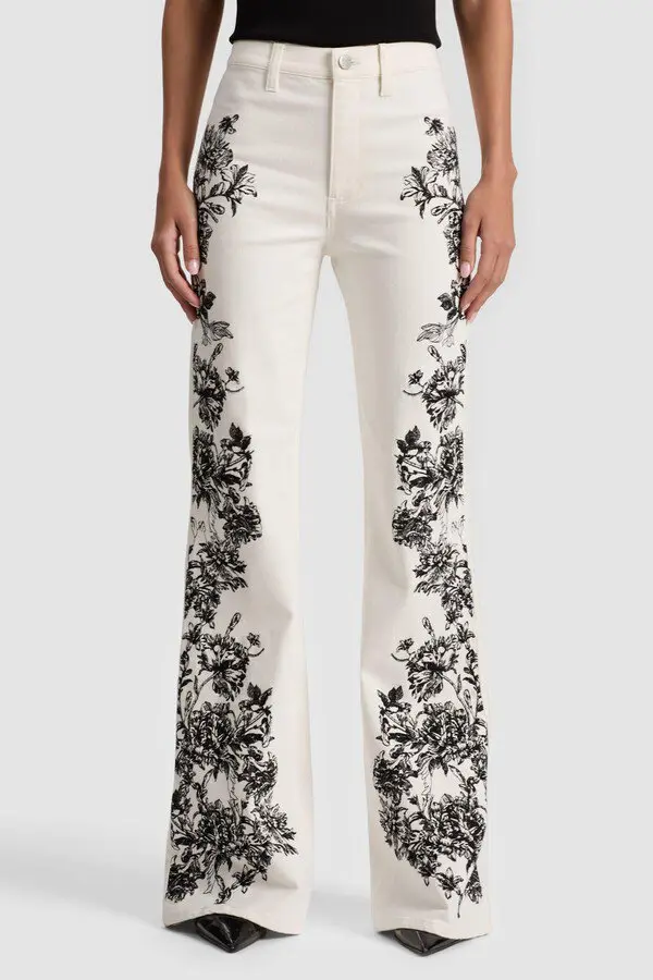 Alice + Olivia Embroidered Flare Jeans