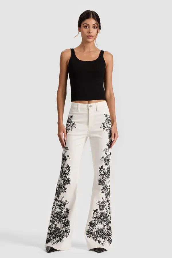 Alice + Olivia Embroidered Flare Jeans
