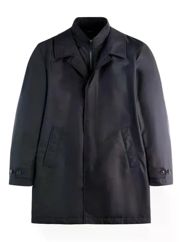 FAY Collared Zip-up Coat - Black