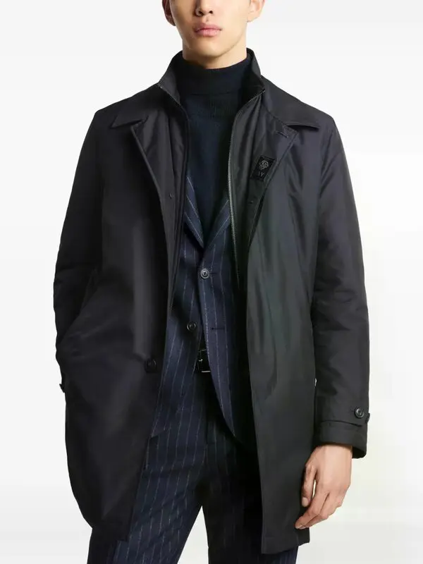 FAY Collared Zip-up Coat - Black