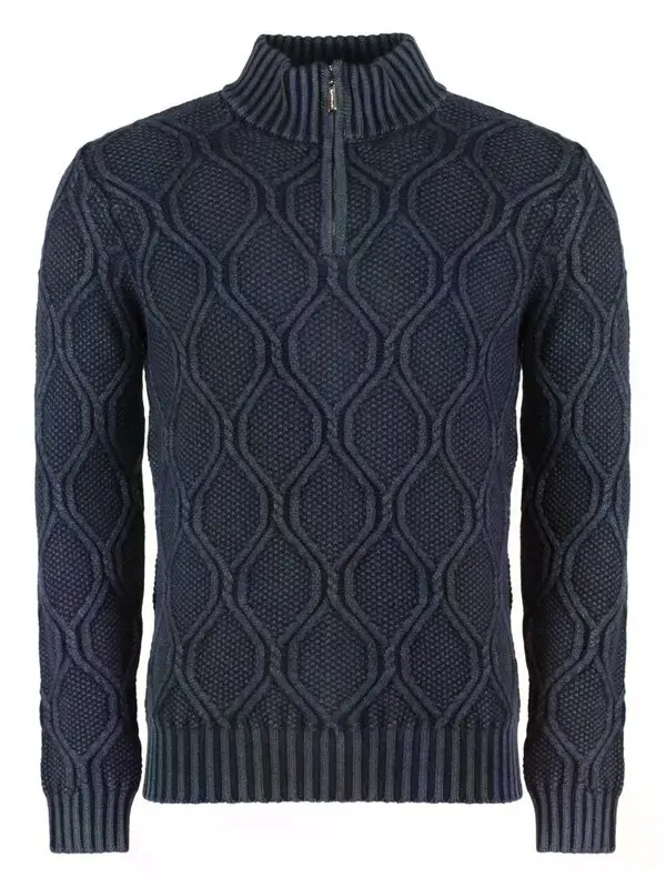 MOORER Cable-knit Half-zip Pullover