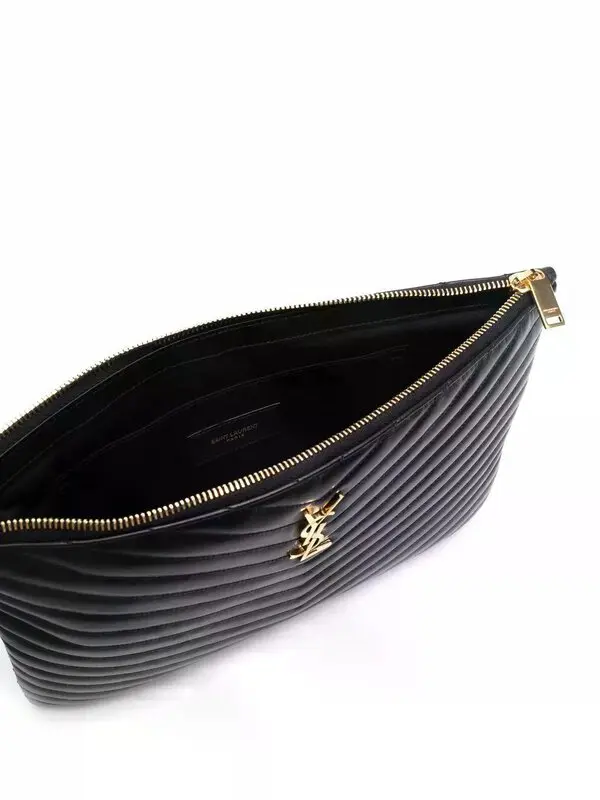 Saint Laurent Quilted Monogram Clutch