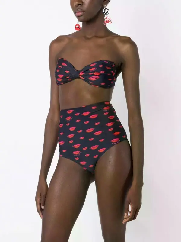 AMIR SLAMA Lip-print High-waisted Bikini
