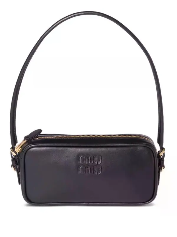 Miu Miu Leather Logo Detail Mini Bag - Black