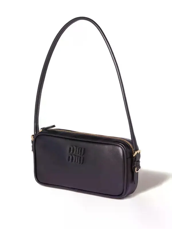 Miu Miu Leather Logo Detail Mini Bag - Black