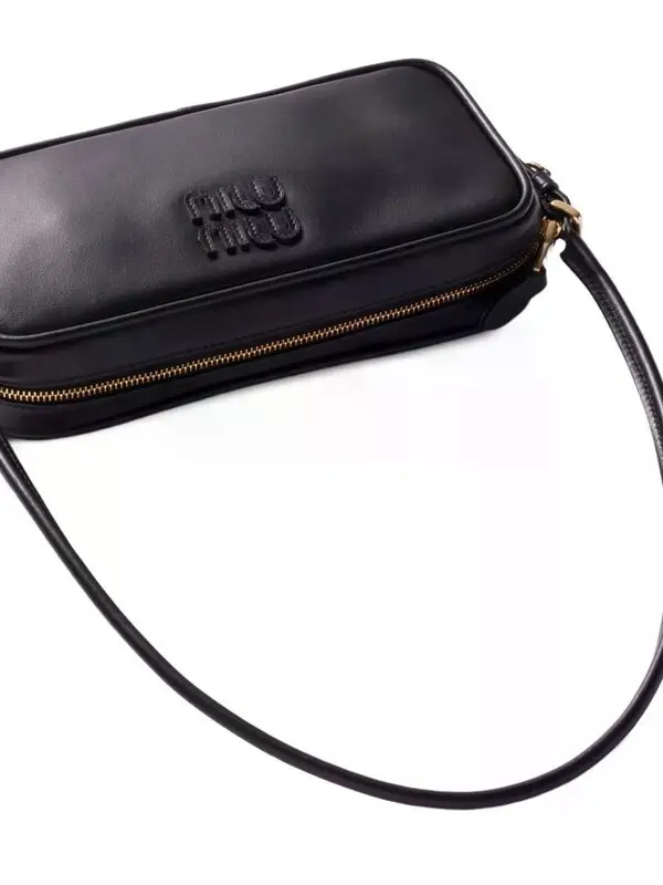 Miu Miu Leather Logo Detail Mini Bag - Black