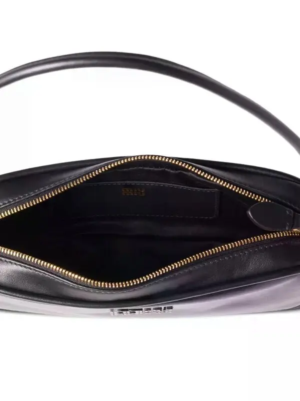 Miu Miu Leather Logo Detail Mini Bag - Black