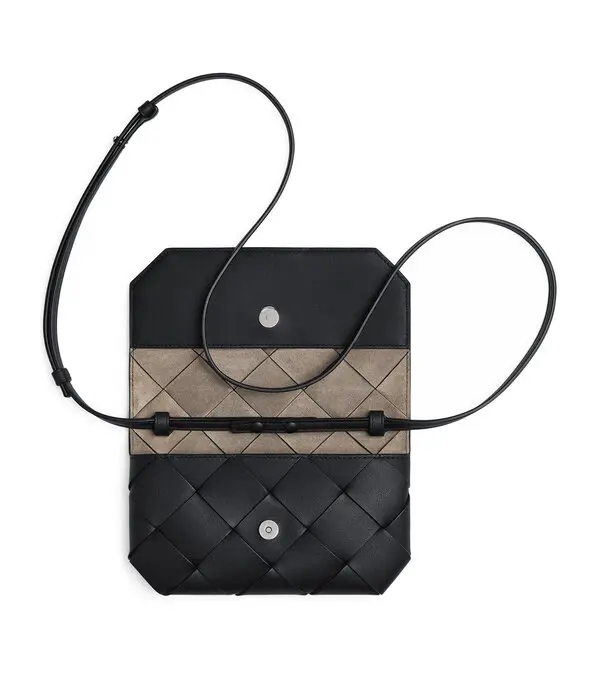 Bottega Veneta Leather Intreccio Cross-body Pouch - Grey
