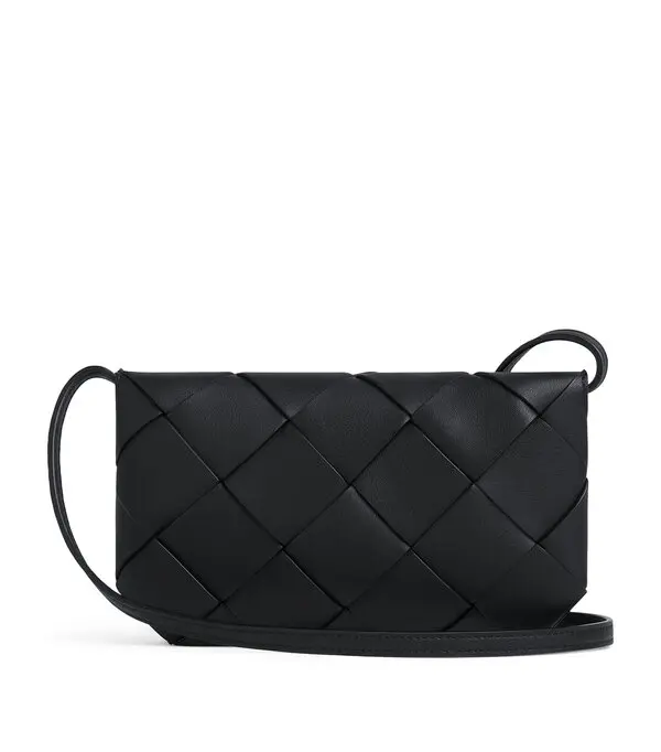 Bottega Veneta Leather Intreccio Cross-body Pouch - Grey