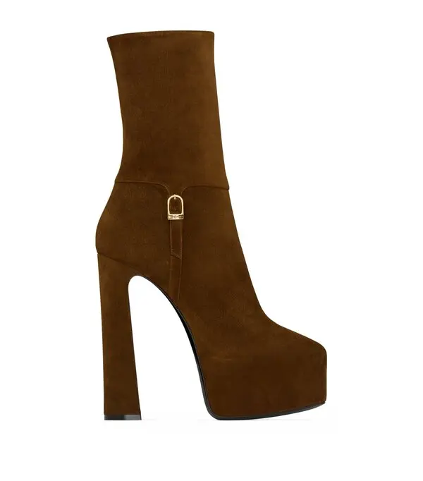 Saint Laurent Nico Ankle Boots - Brown