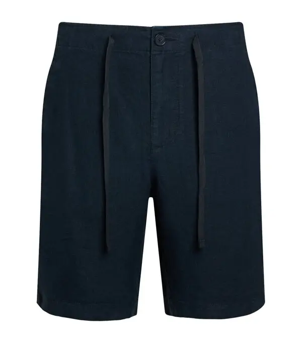 Vince Linen Tie-waist Shorts - Navy