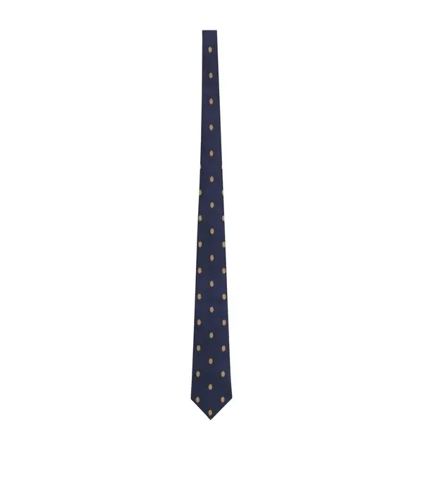 Saint Laurent Silk Jacquard Medallion Neck Tie - Blue