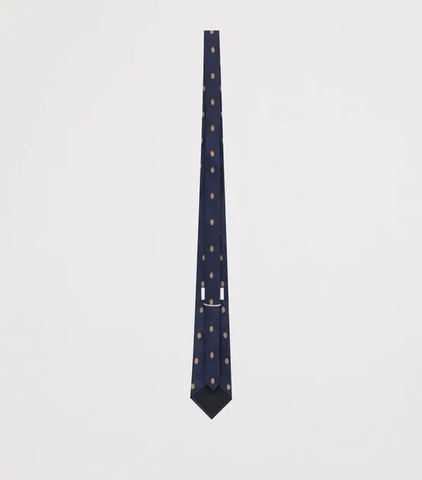 Saint Laurent Silk Jacquard Medallion Neck Tie - Blue