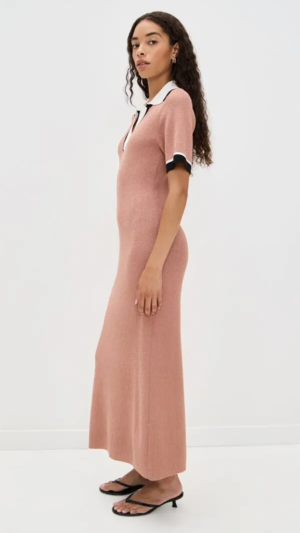 Le Bop Boucle Knit Polo Maxi Dress - Mocha