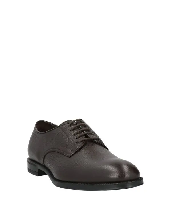 DOUCAL'S Lace-up Derby Shoes In Pebbled Leather - Brown