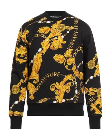 Versace Cotton Fleece Sweatshirt With Signature Print - Black